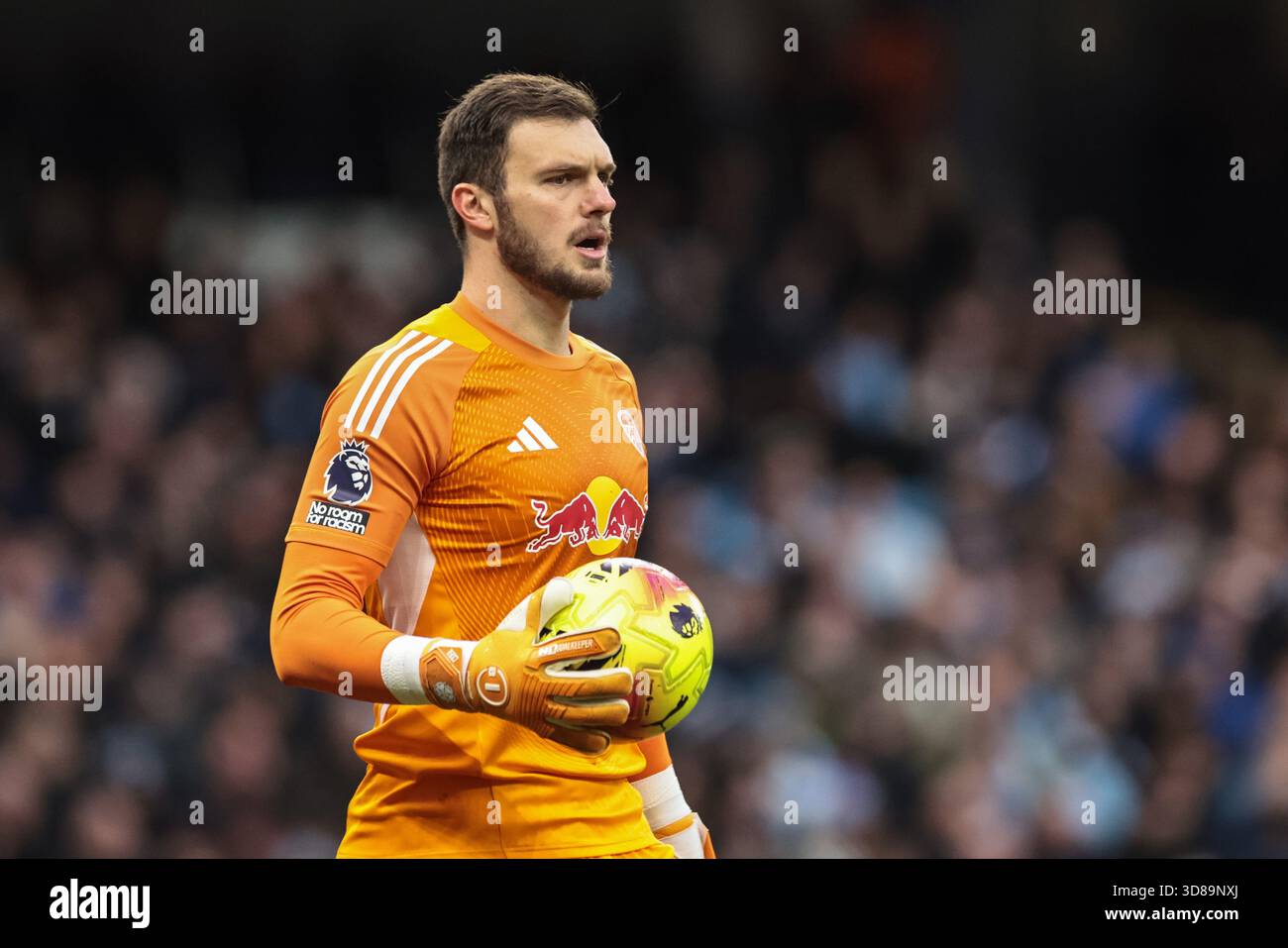 Leeds United goalkeeper Lucas Perri with the ball during the Premier ...