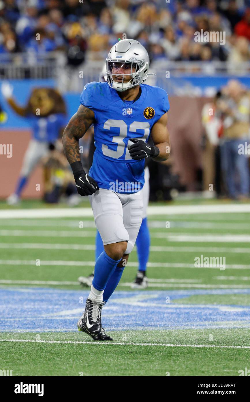 Detroit Lions safety Brian Branch (32) pursues a play on defense ...