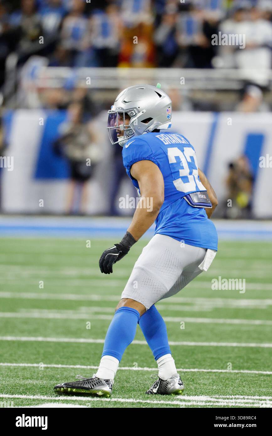 Detroit Lions safety Brian Branch (32) pursues a play on defense ...