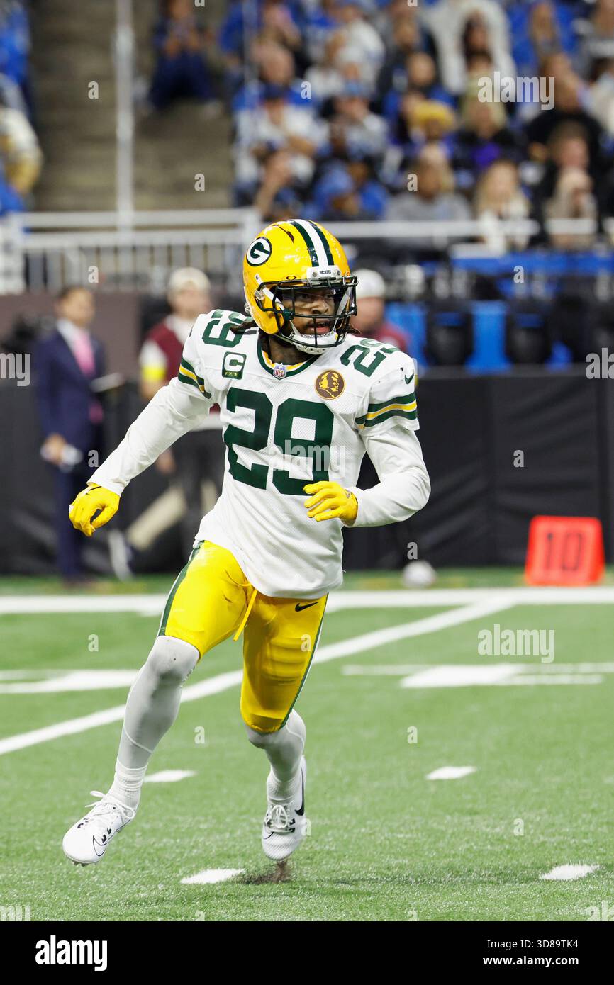 Green Bay Packers safety Xavier McKinney (29) pursues a play on defense ...