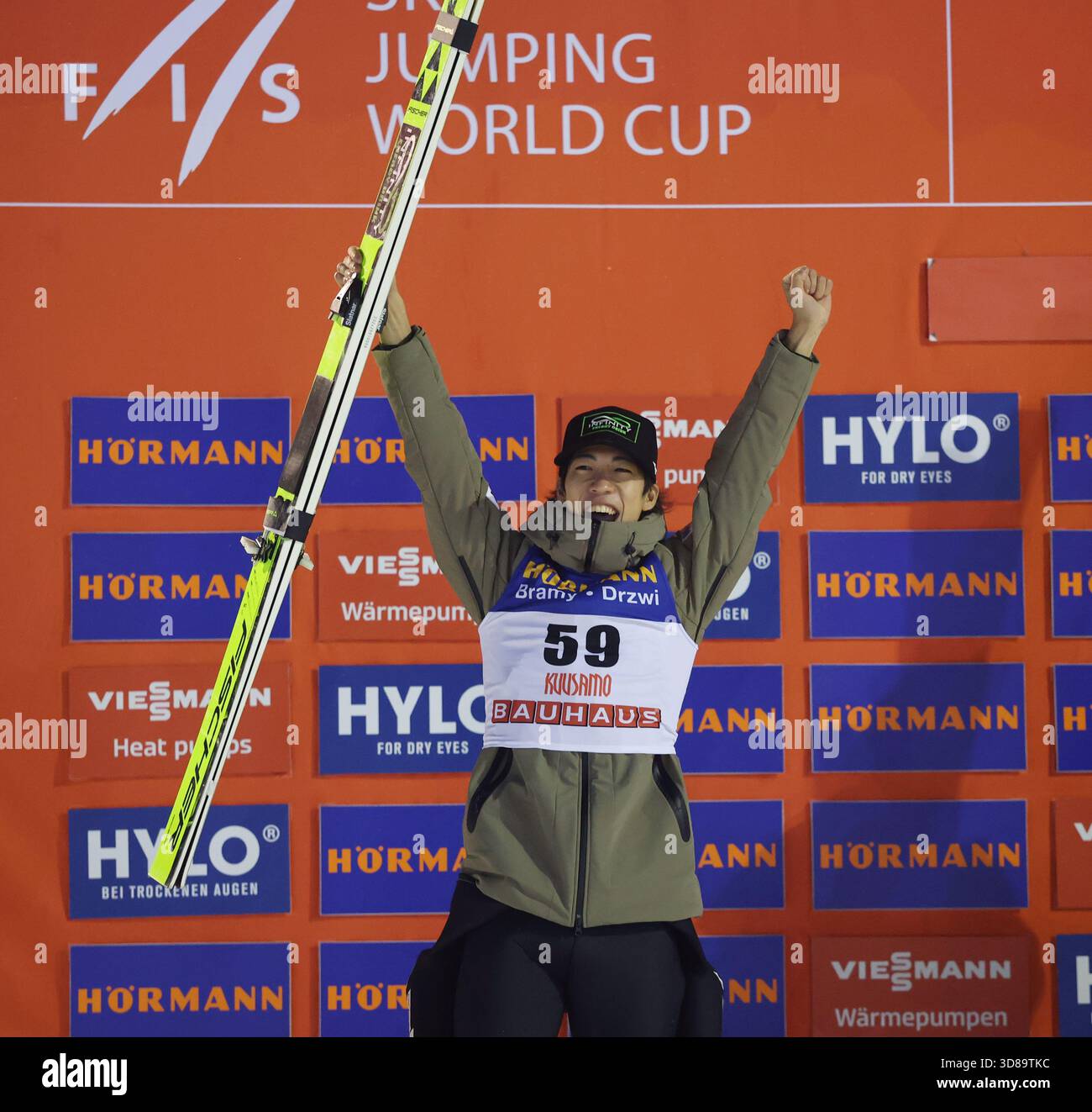 NIKAIDO Ren of Japan reacts during ski jumping men individual HS142 ...