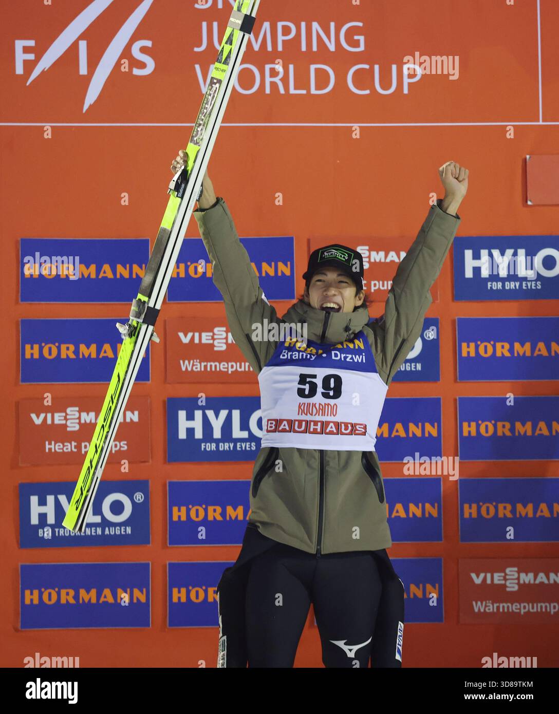 NIKAIDO Ren of Japan reacts during ski jumping men individual HS142 ...
