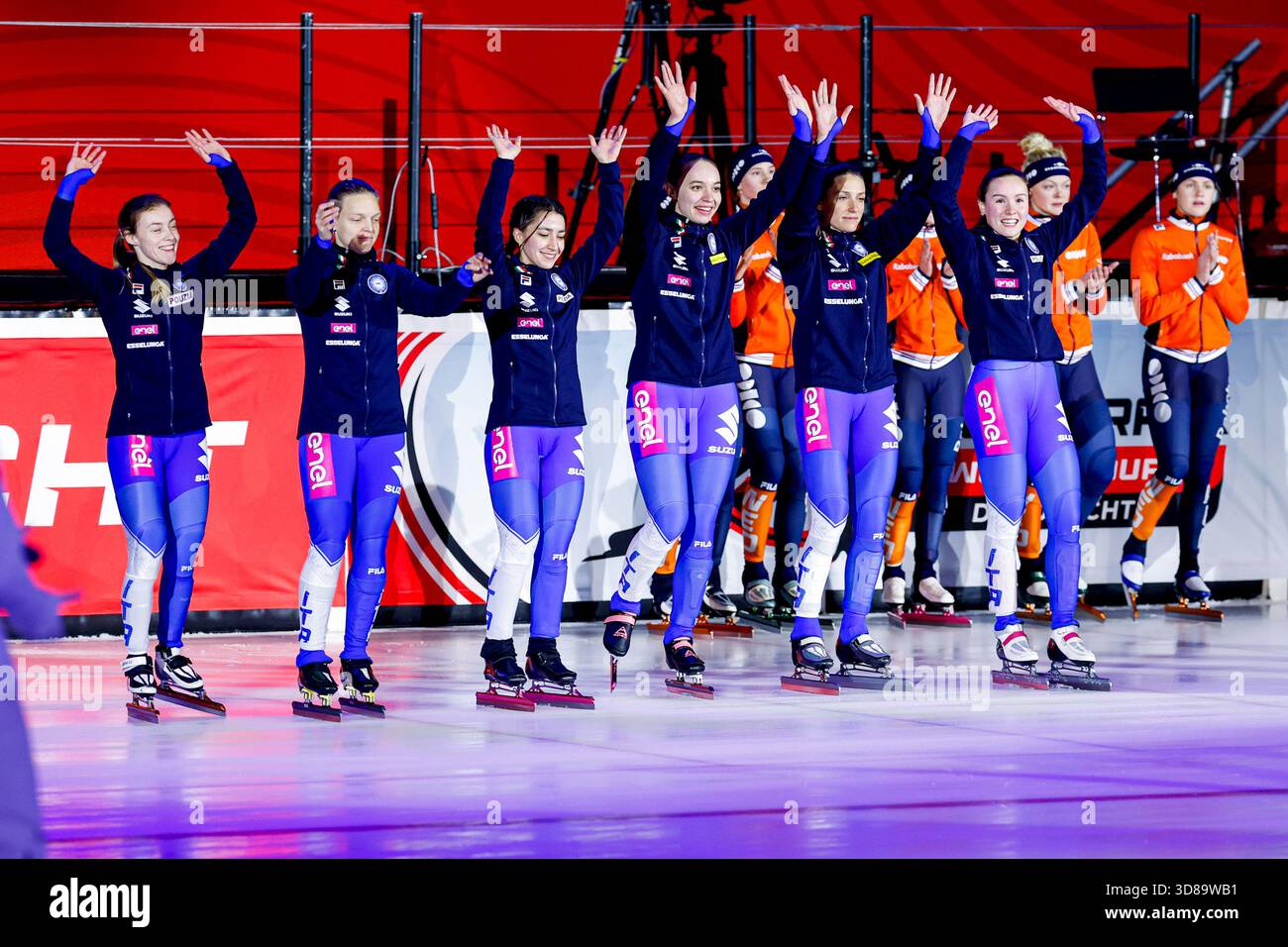 second team of Italy celebrating after competing on the Women's 3000m ...