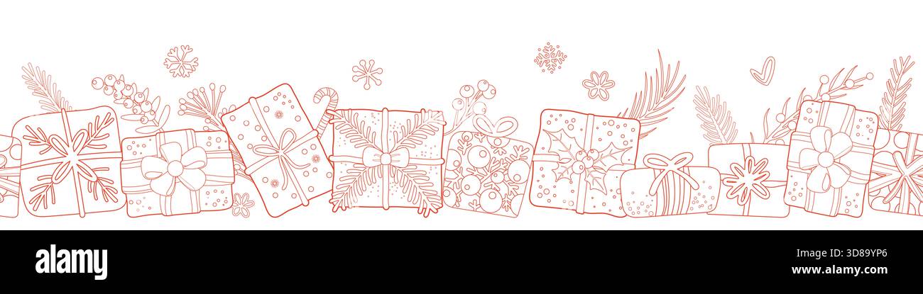 Seamless horizontal christmas border Cut Out Stock Images & Pictures ...