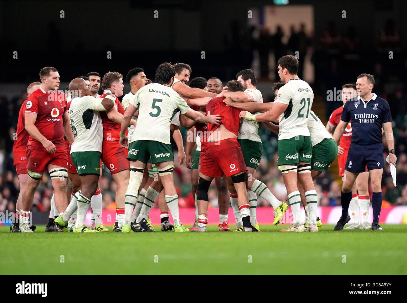 Tempers fray between South Africa's Eben Etzebeth and Wales's Alex Mann ...