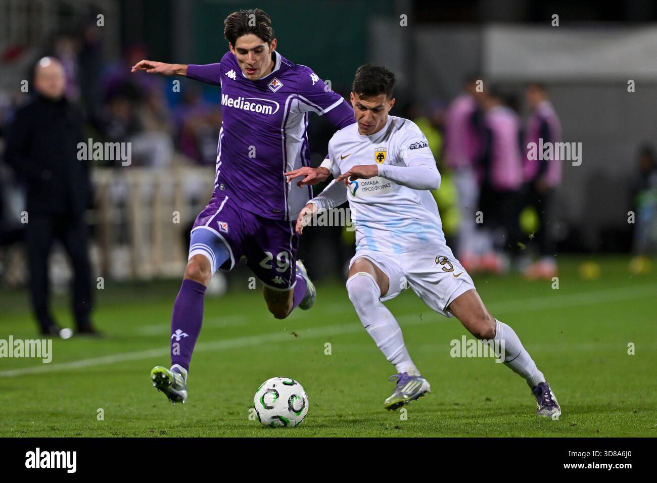 ACF Fiorentina's defender Niccolo Fortini against AEK Athens FC's ...