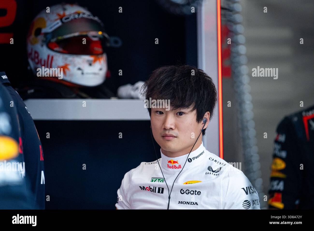 Yuki Tsunoda (Oracle Red Bull Racing, Japan, #22) in the pit / garage ...