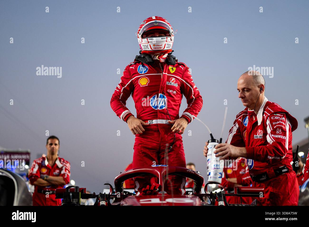 Charles Leclerc (Scuderia Ferrari HP, Monaco, #16) on the starting grid ...