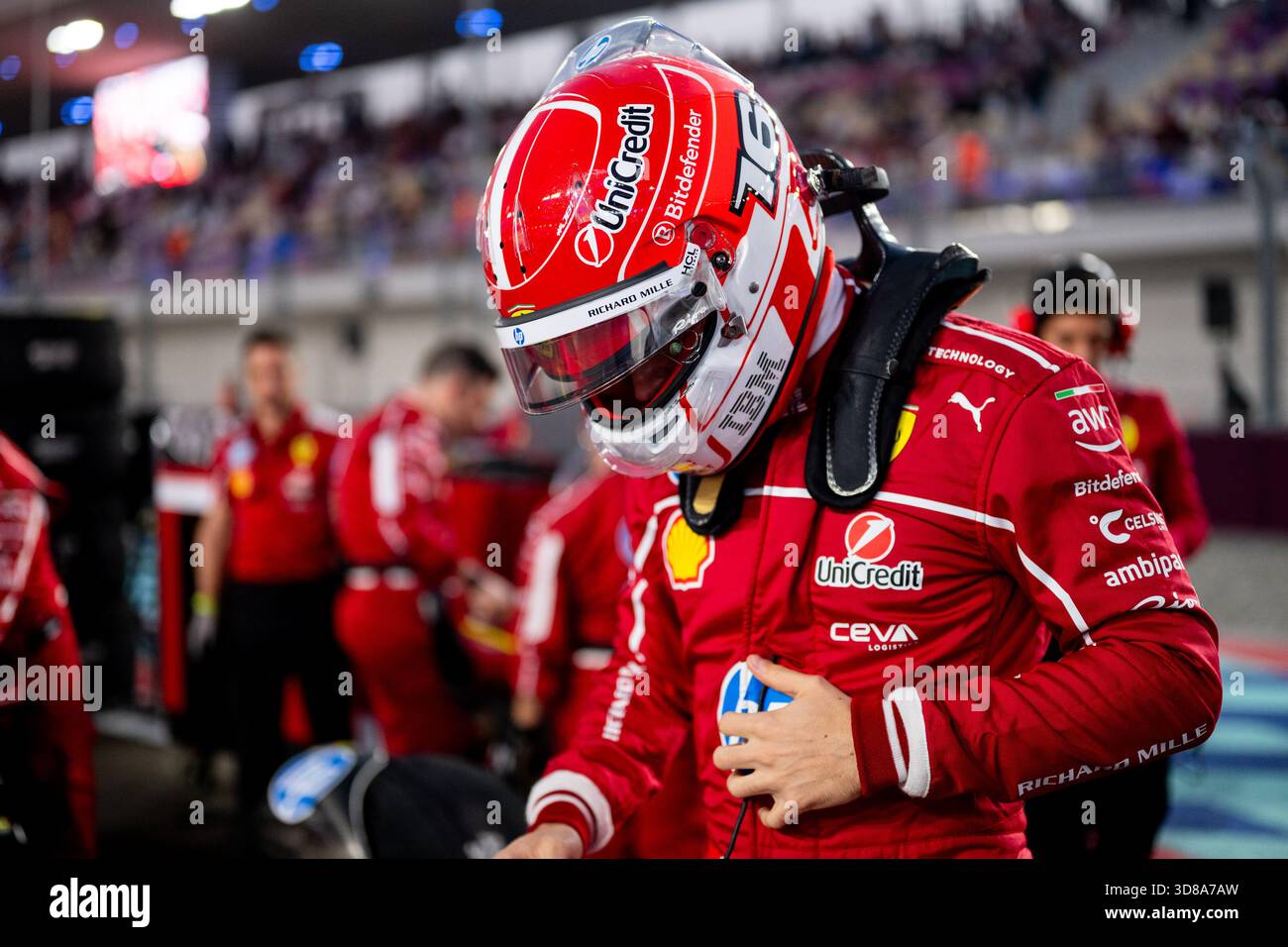 Charles Leclerc (Scuderia Ferrari HP, Monaco, #16) on the starting grid ...