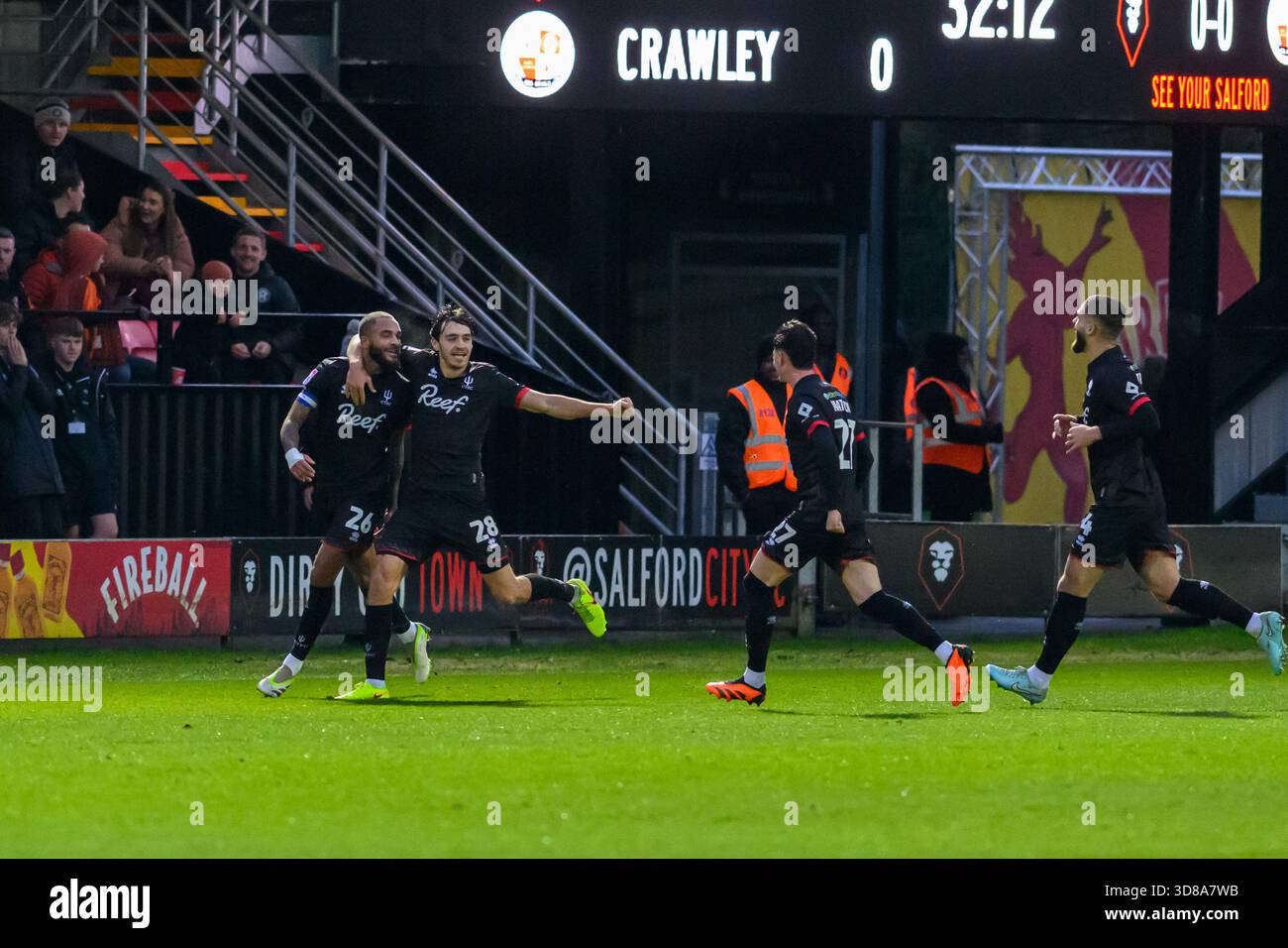 Jay Williams of Crawley Town celebrates scoring his side's first goal ...