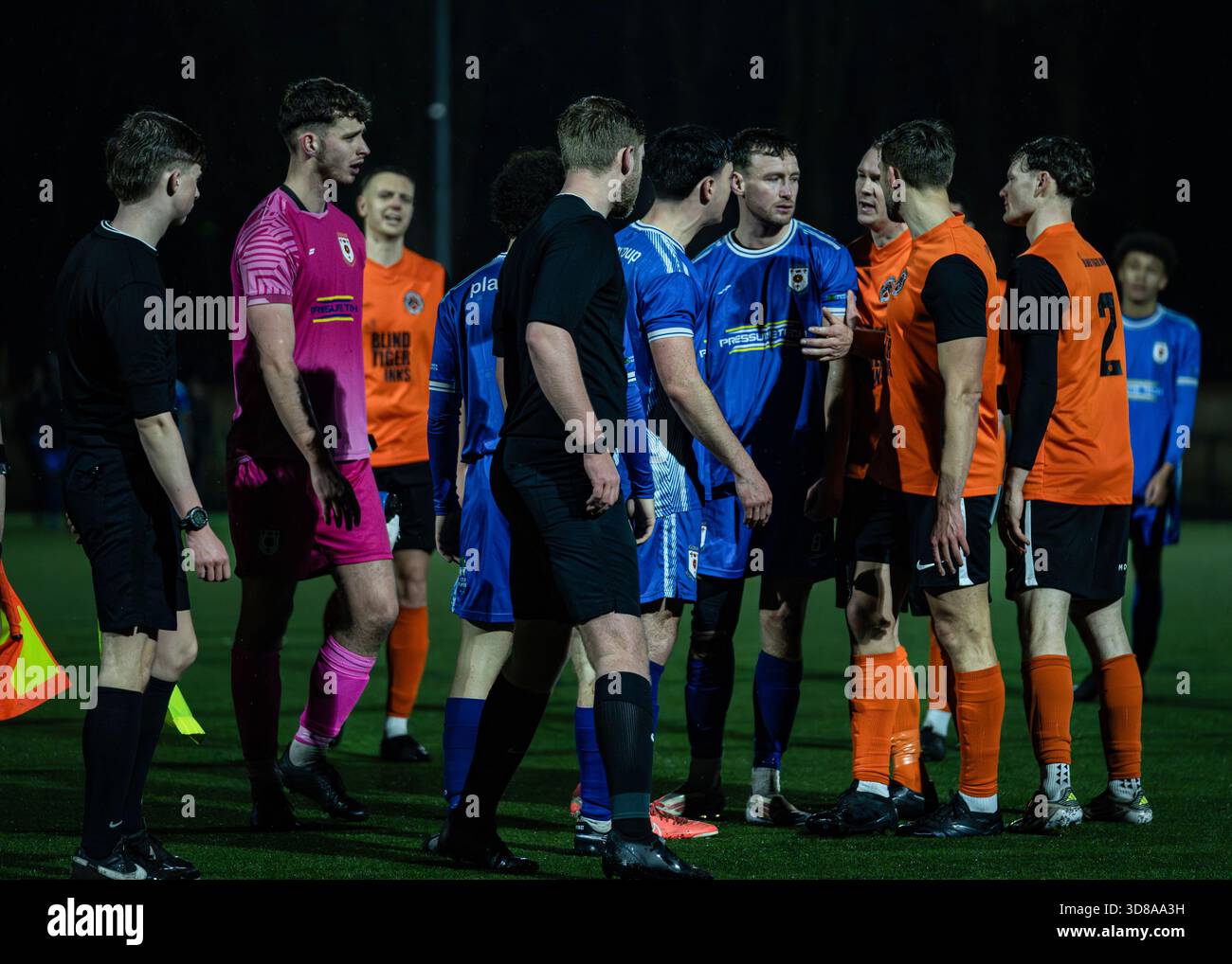 Euxton, UK, 29th Nov 2025. Tempers fray after the final whistle of ...