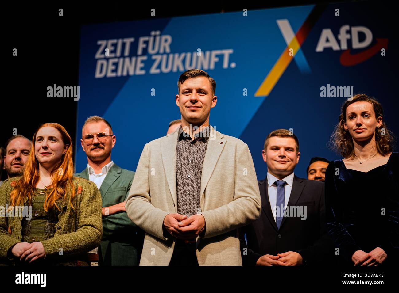 Jean-Pascal Hohm, centre, and other members of the AfD youth party ...