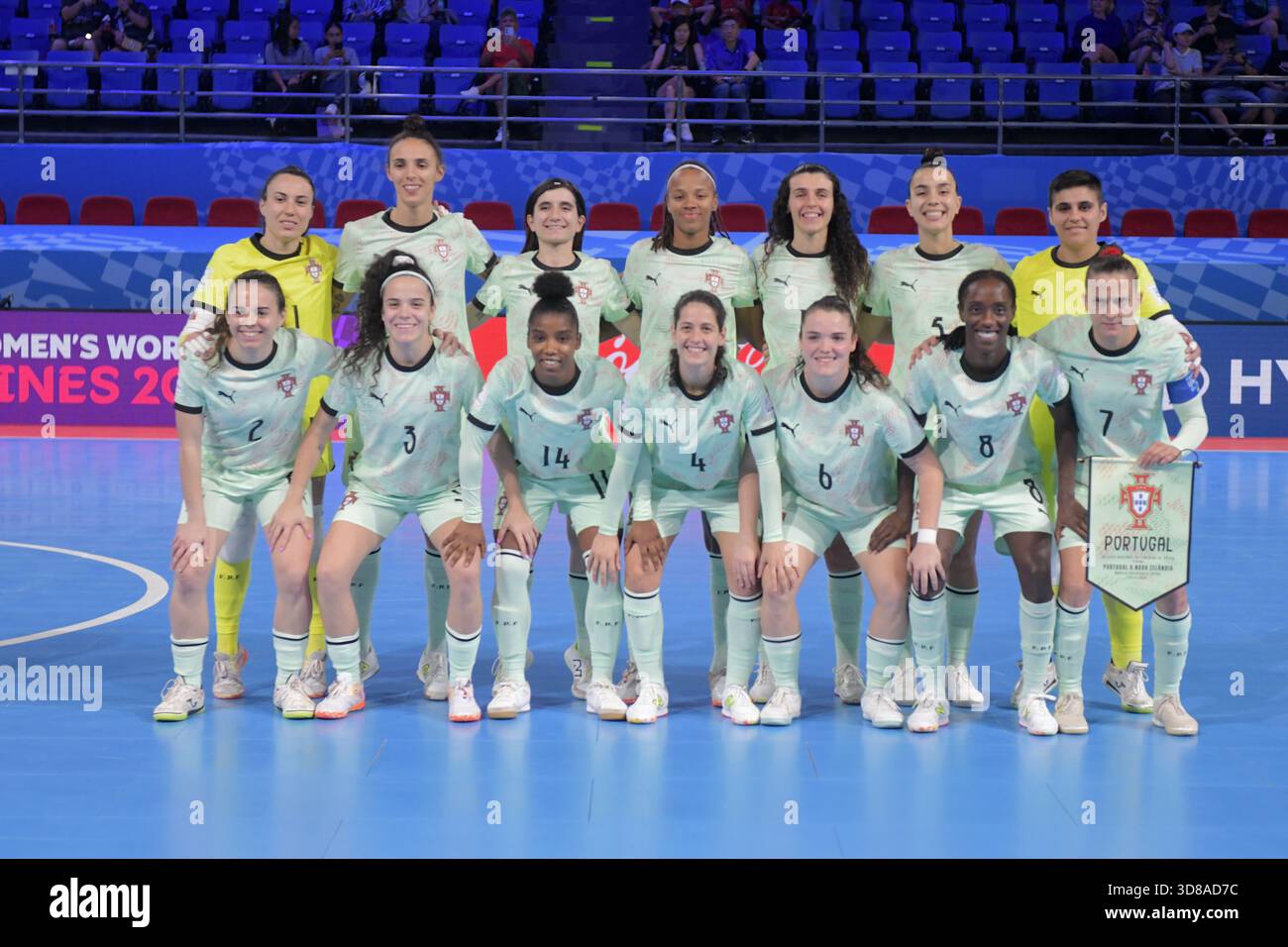 Portugal Women Futsal team pose for a photo during the Group C match ...