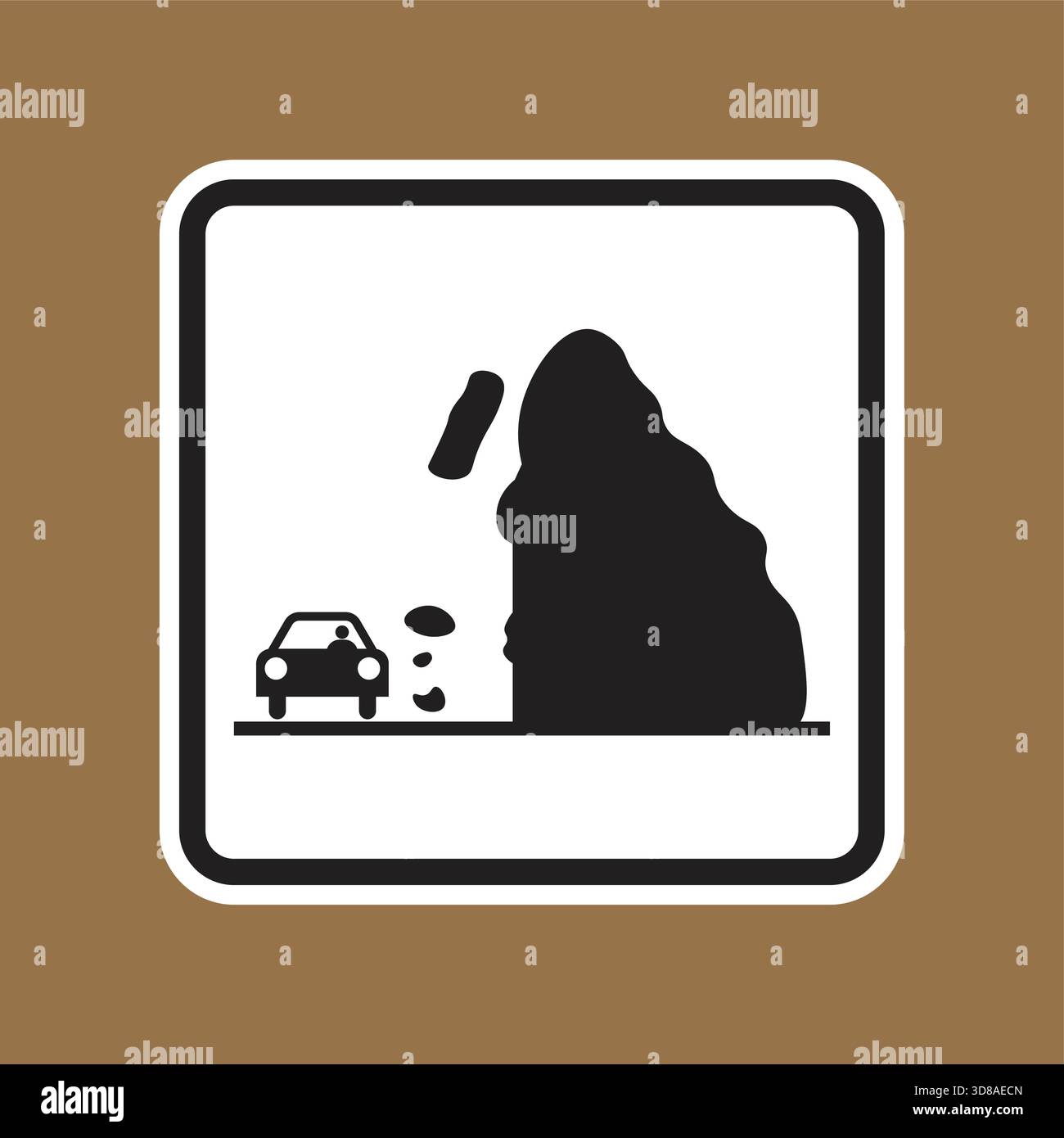 This illustration depicts a caution sign warning of falling rocks ...