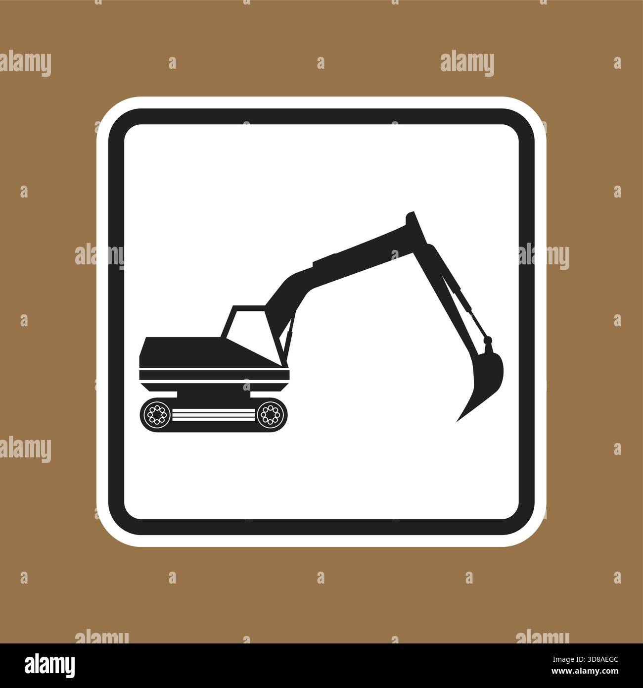 A minimalist graphic of an excavator on a safety sign, ideal for ...
