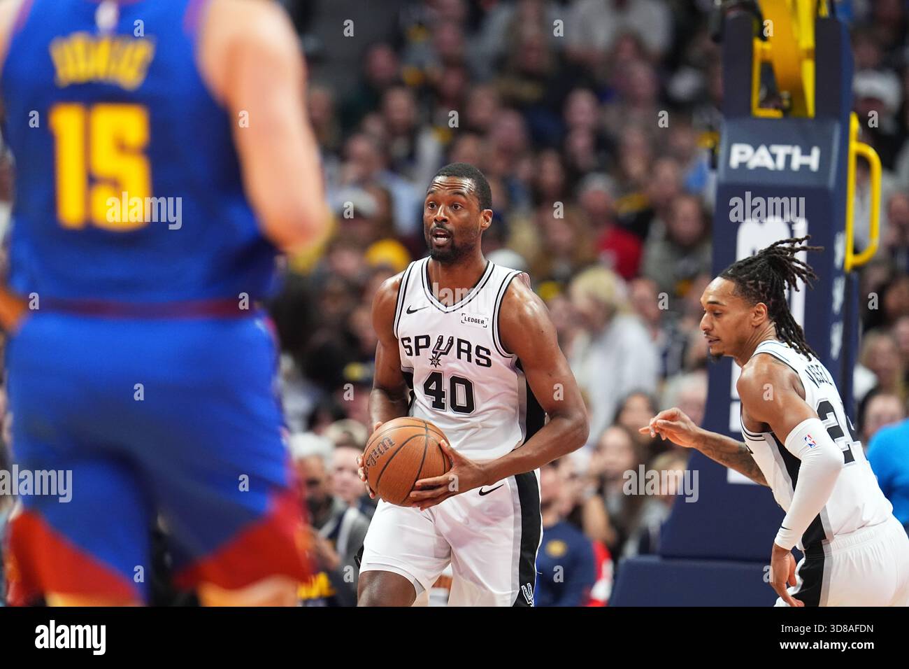 San Antonio Spurs forward Harrison Barnes (40) in the first half of an ...