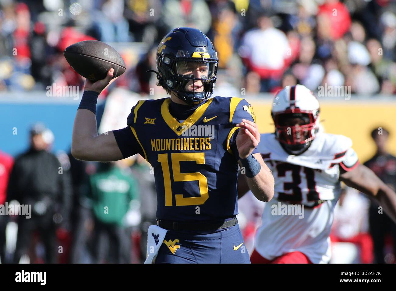 West Virginia quarterback Scotty Fox Jr. (15) passes against Texas Tech ...