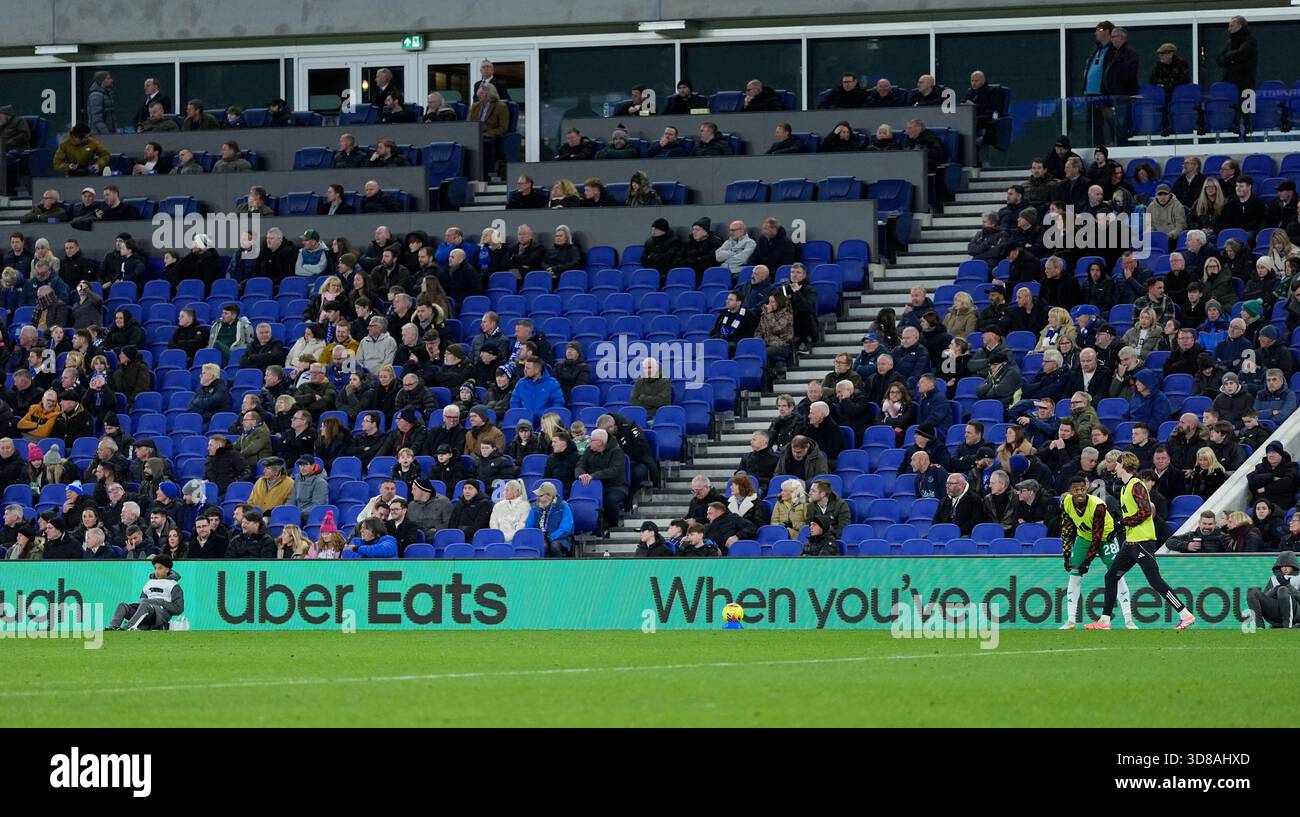 Empty seats in the stadium with 30 minutes left of the match still to ...