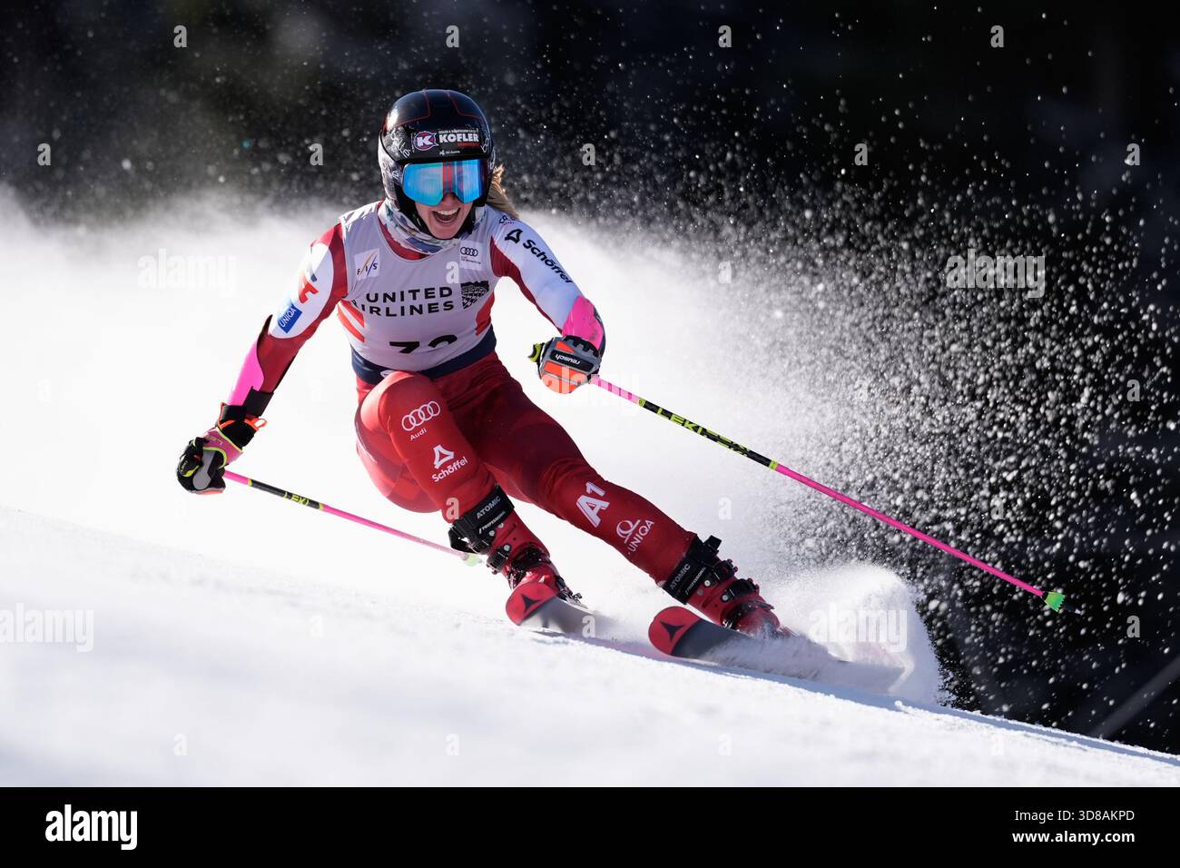 Austria's Nina Astner during a World Cup women's giant slalom skiing ...