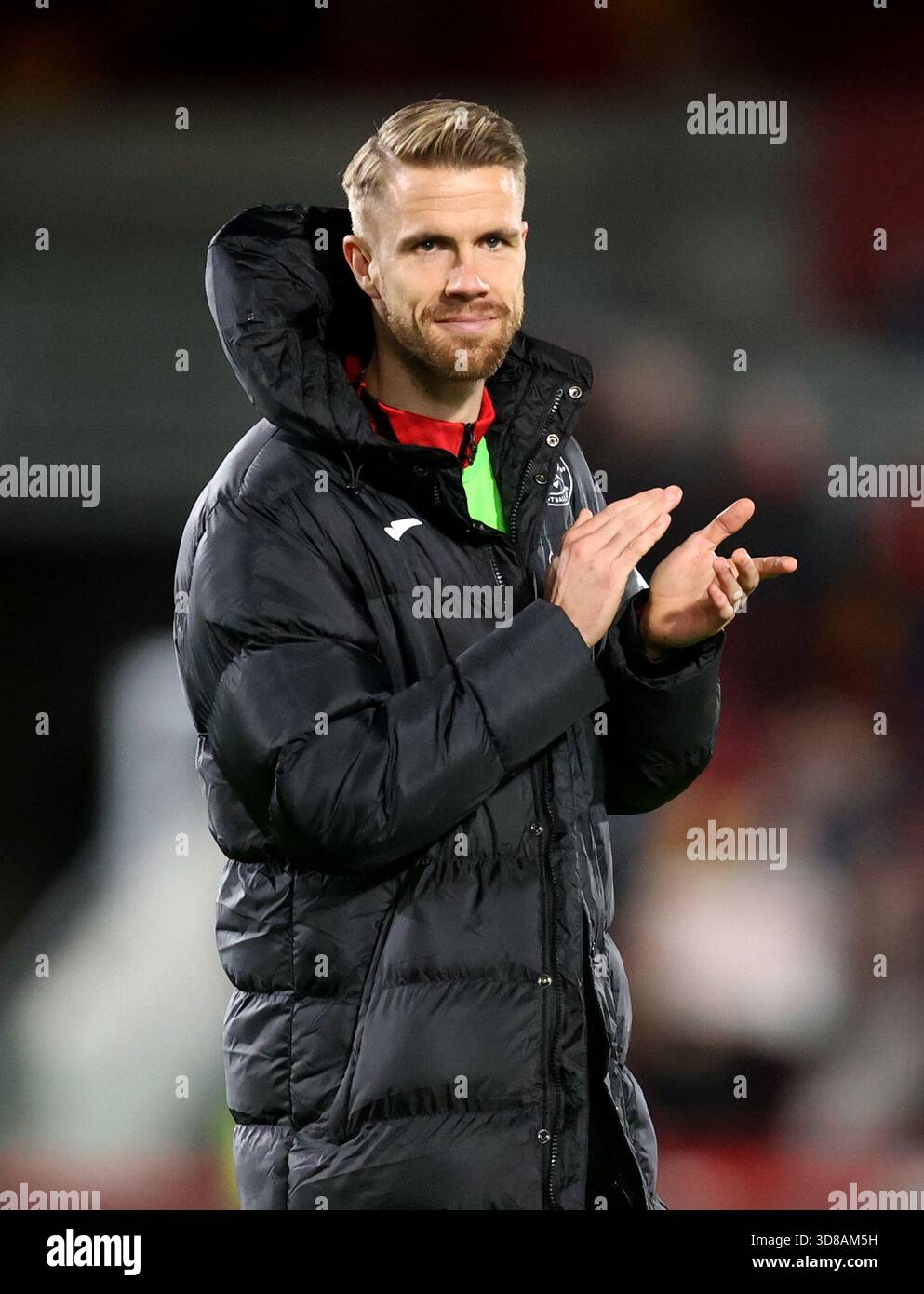 Brentford's Kristoffer Ajer applauds the fans after the Premier League ...