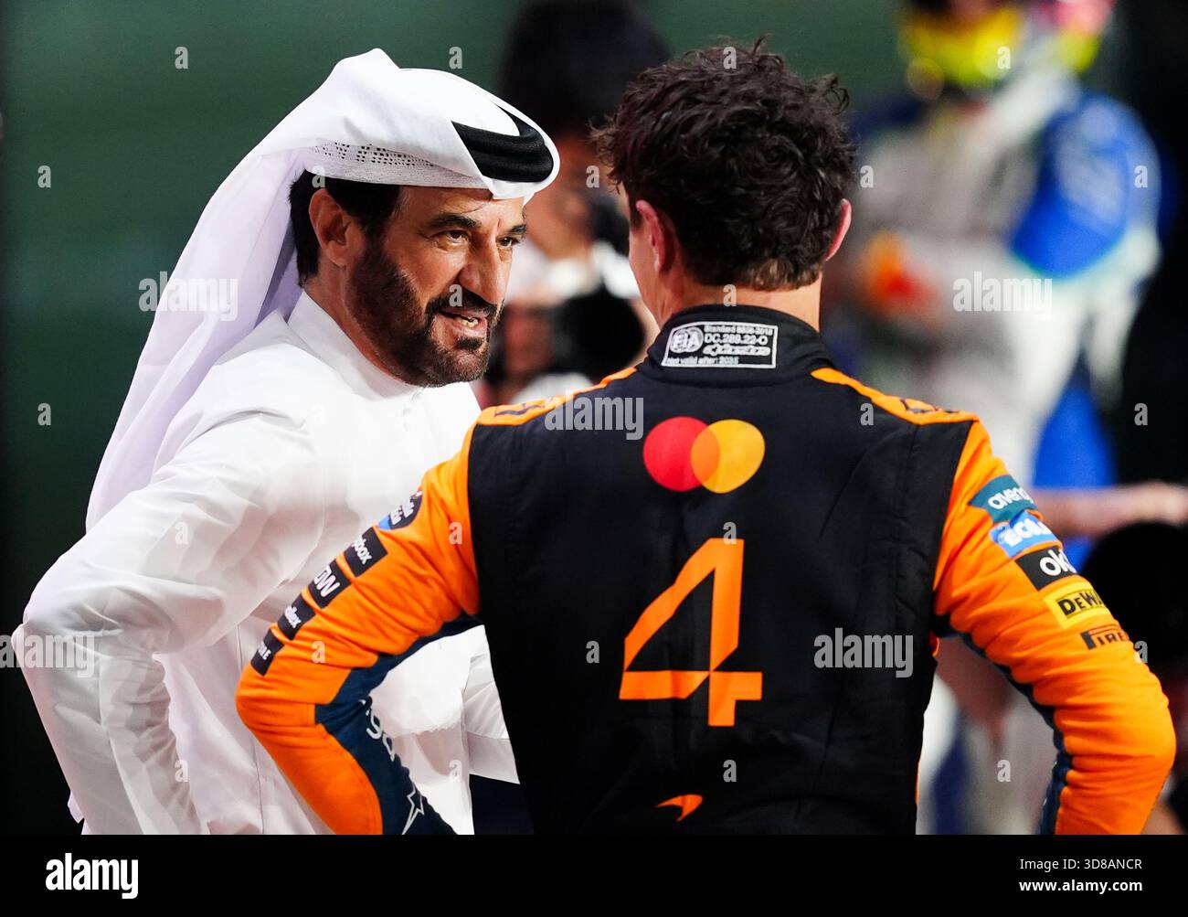 FIA President Mohammed Ben Sulayem with McLaren driver Lando Norris ...
