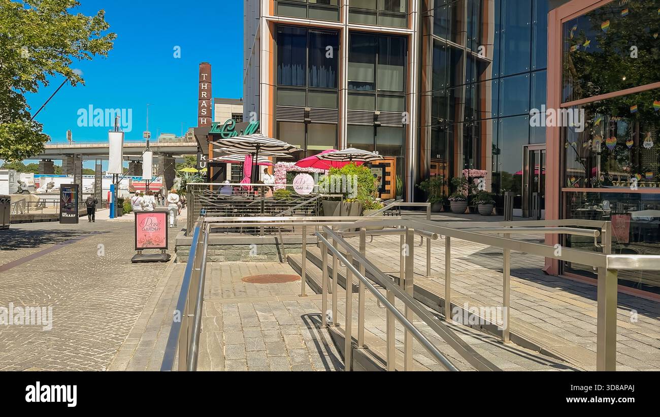 Washington D.C., USA, May 25, 2025. Ramp access and café seating lead ...