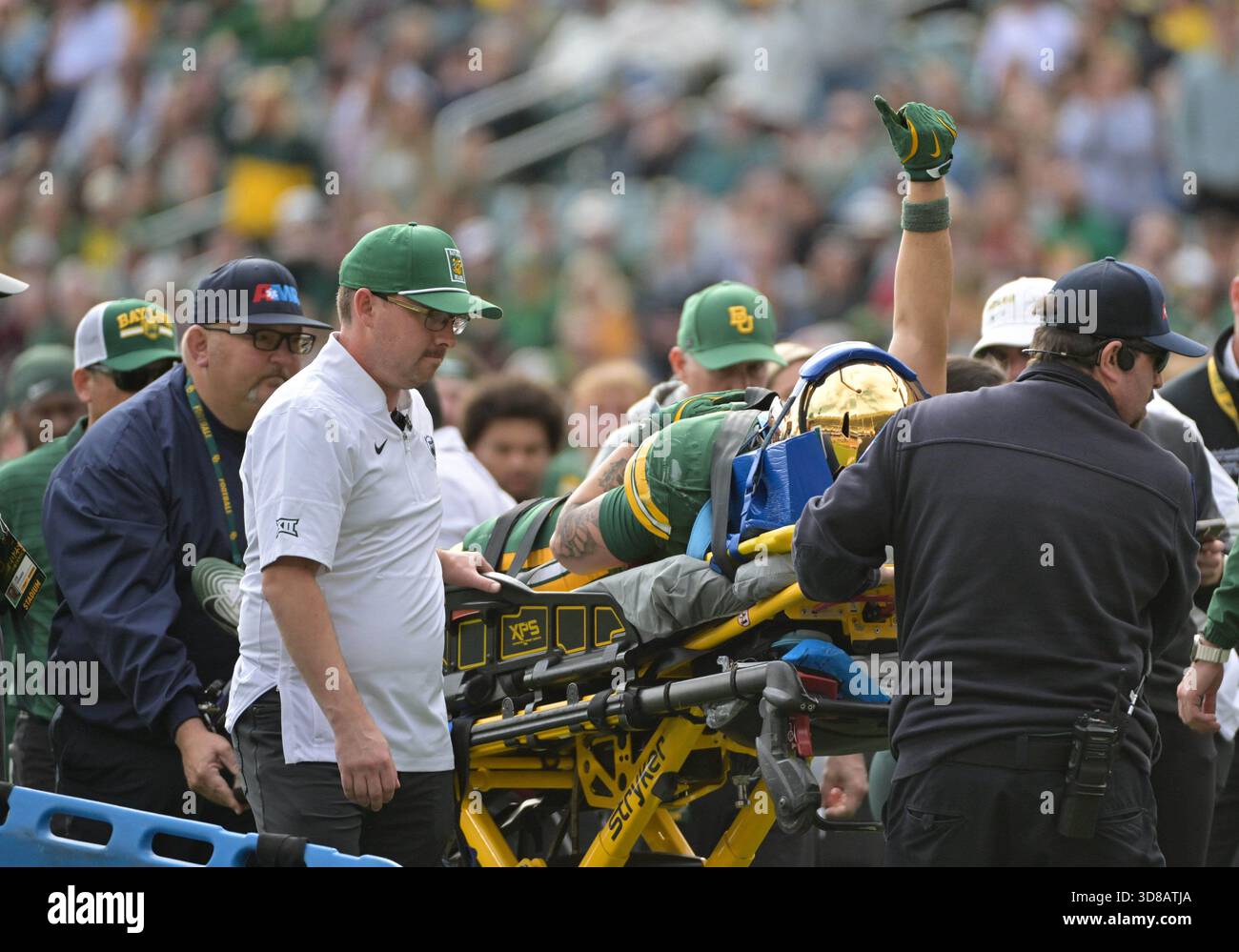 November 29, 2025 Baylor Bears running back Caden Knighten (22) lifts ...