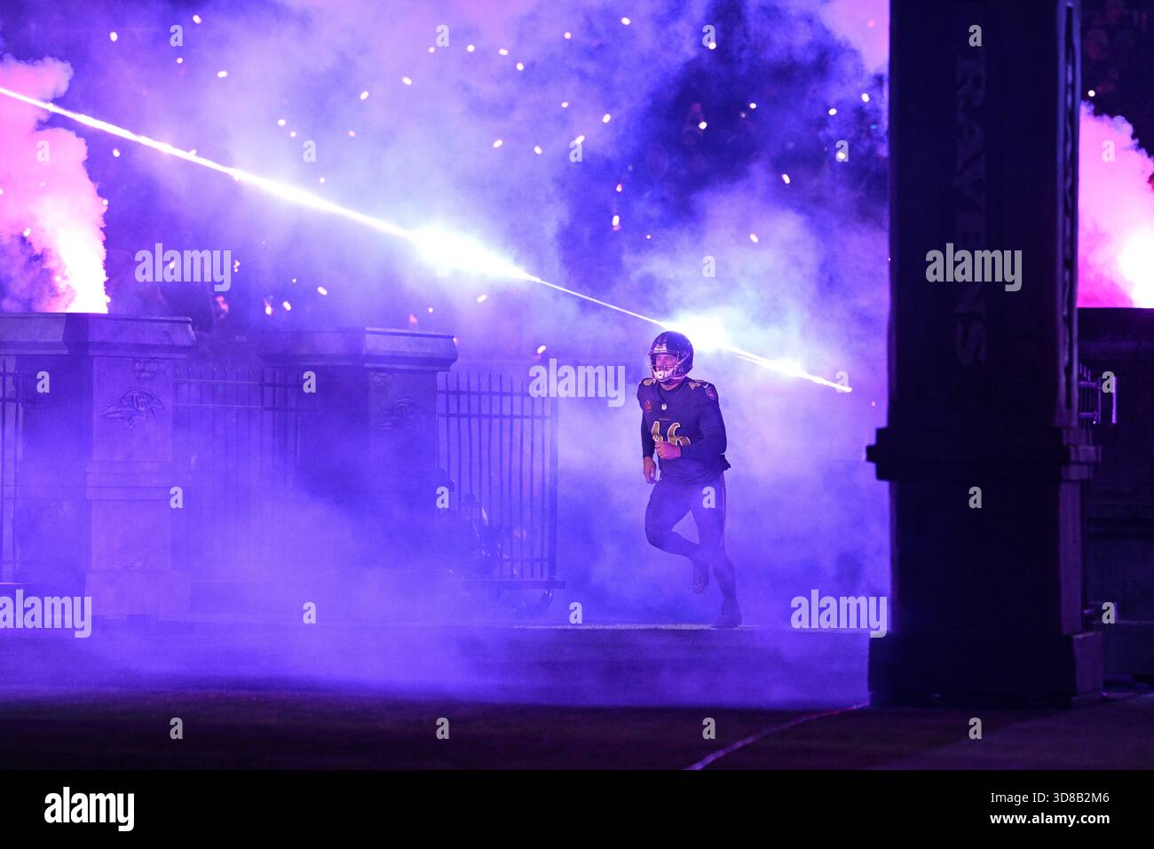 Baltimore Ravens long snapper Nick Moore (46) takes to the field before ...