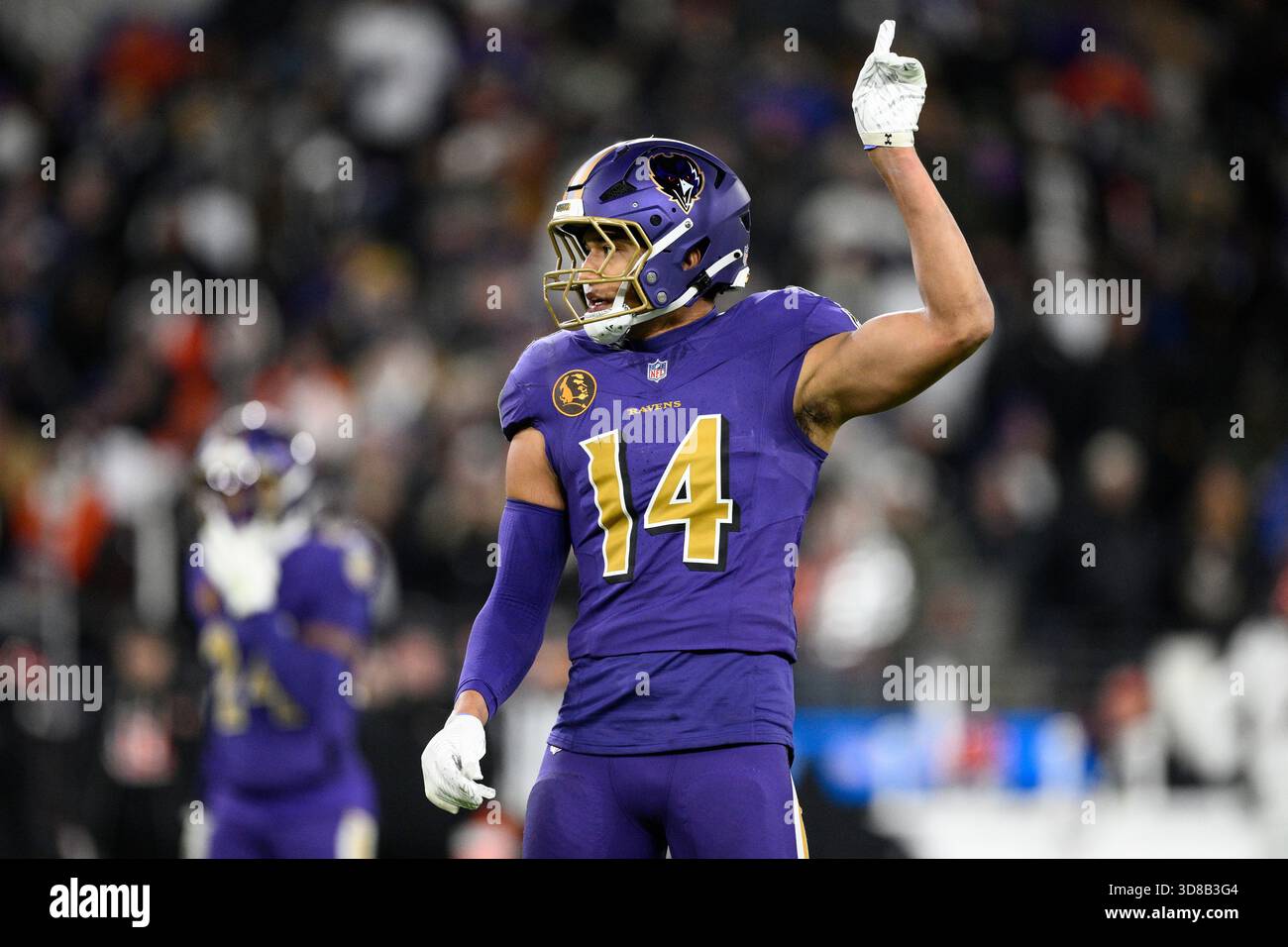 Baltimore Ravens safety Kyle Hamilton (14) in action during the first ...