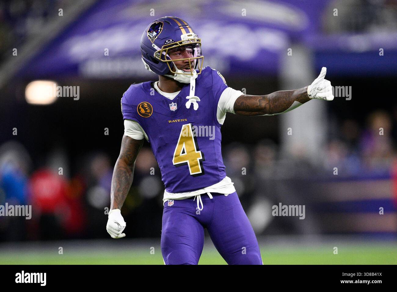 Baltimore Ravens Wide Receiver Zay Flowers 4 In Action During The