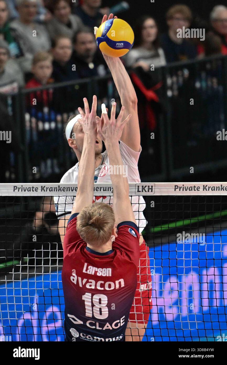 29.11.2025, LKH Arena, Lueneburg, GER; 1. VBL, SVG Lueneburg vs SV ...