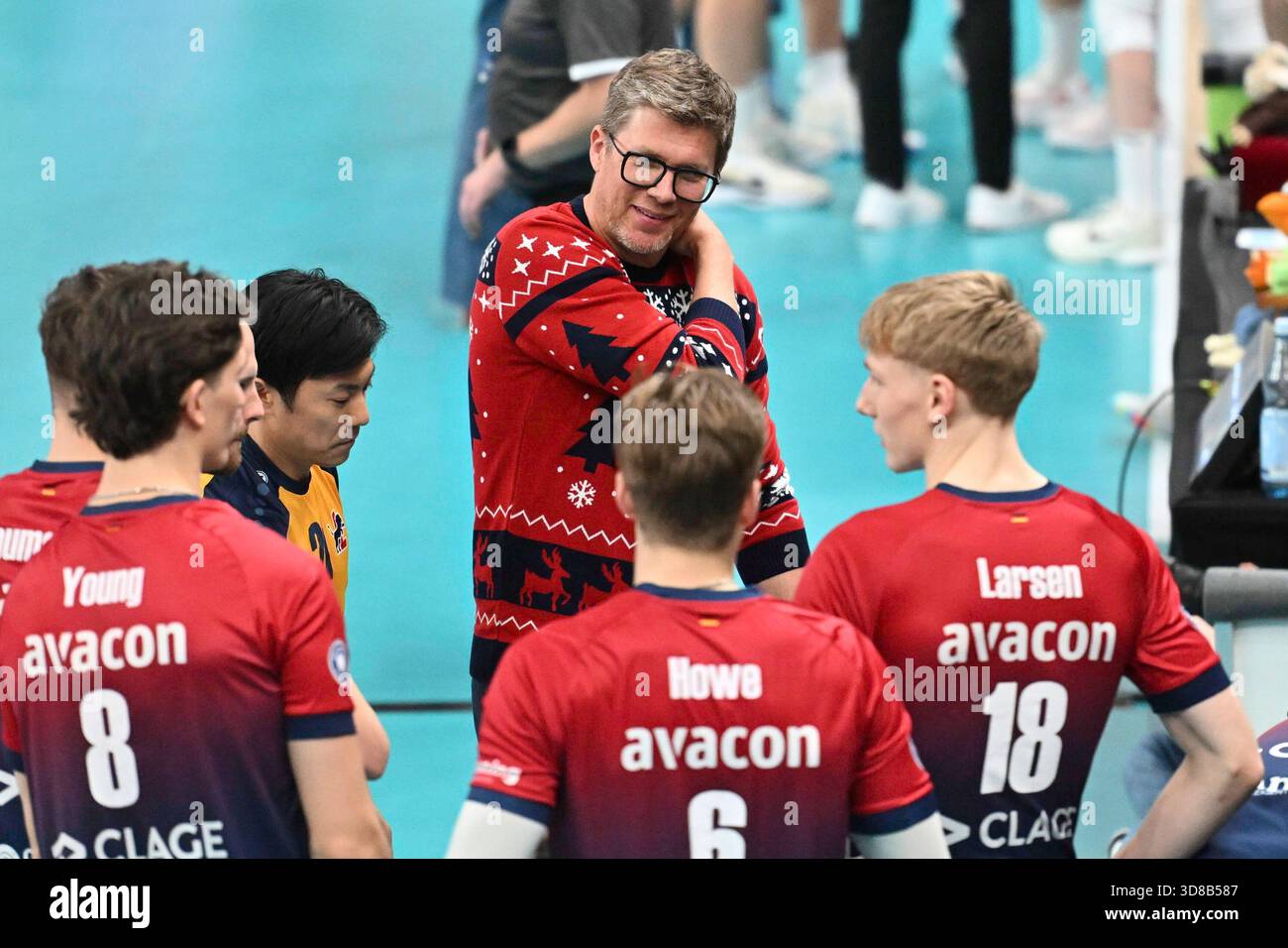 29.11.2025, LKH Arena, Lueneburg, GER; 1. VBL, SVG Lueneburg vs SV Warnemuende in the picture ...