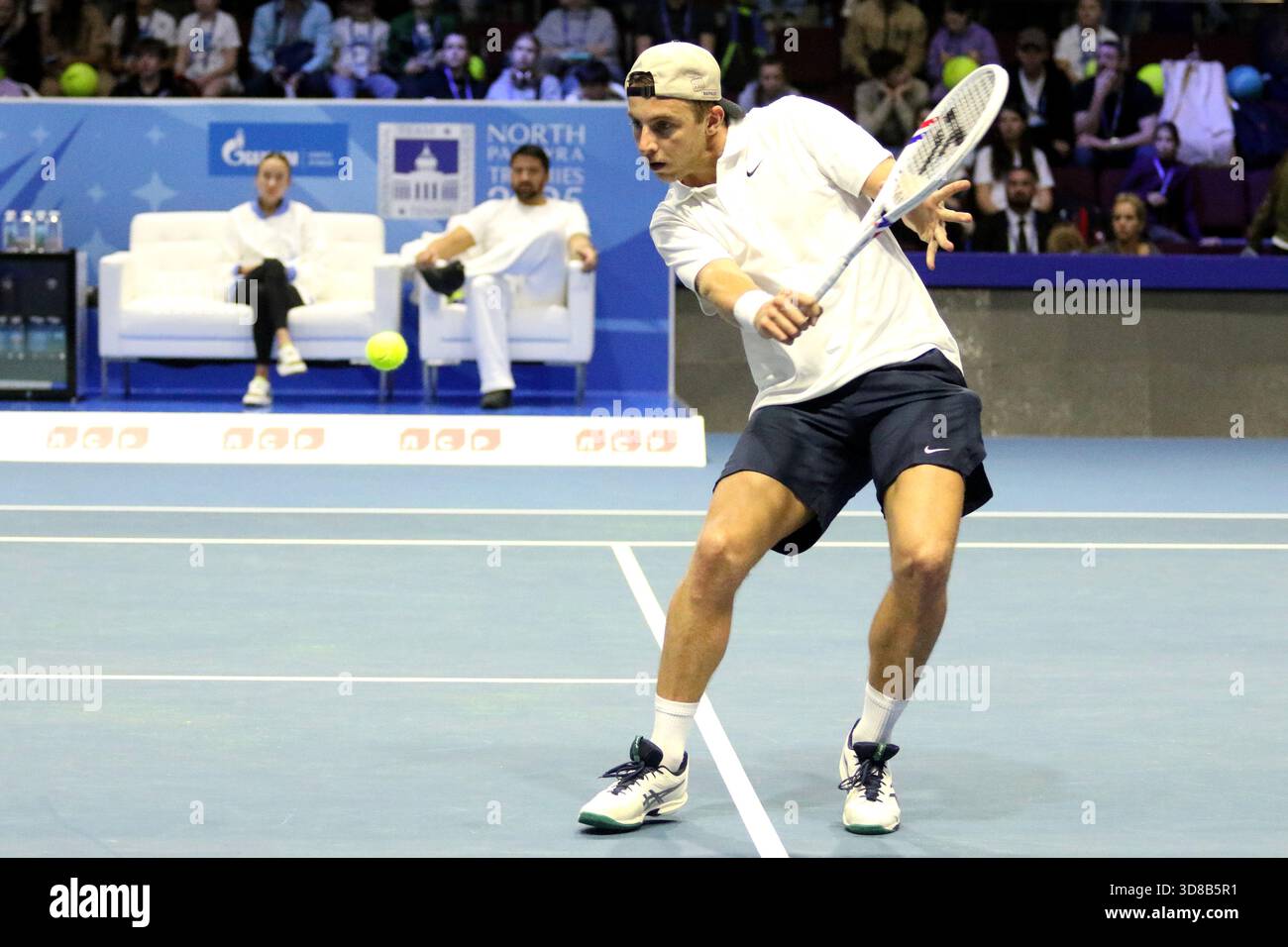 Tallon Griekspoor of Netherlands plays against Daniil Medvedev of Russia (Not in view) during ...