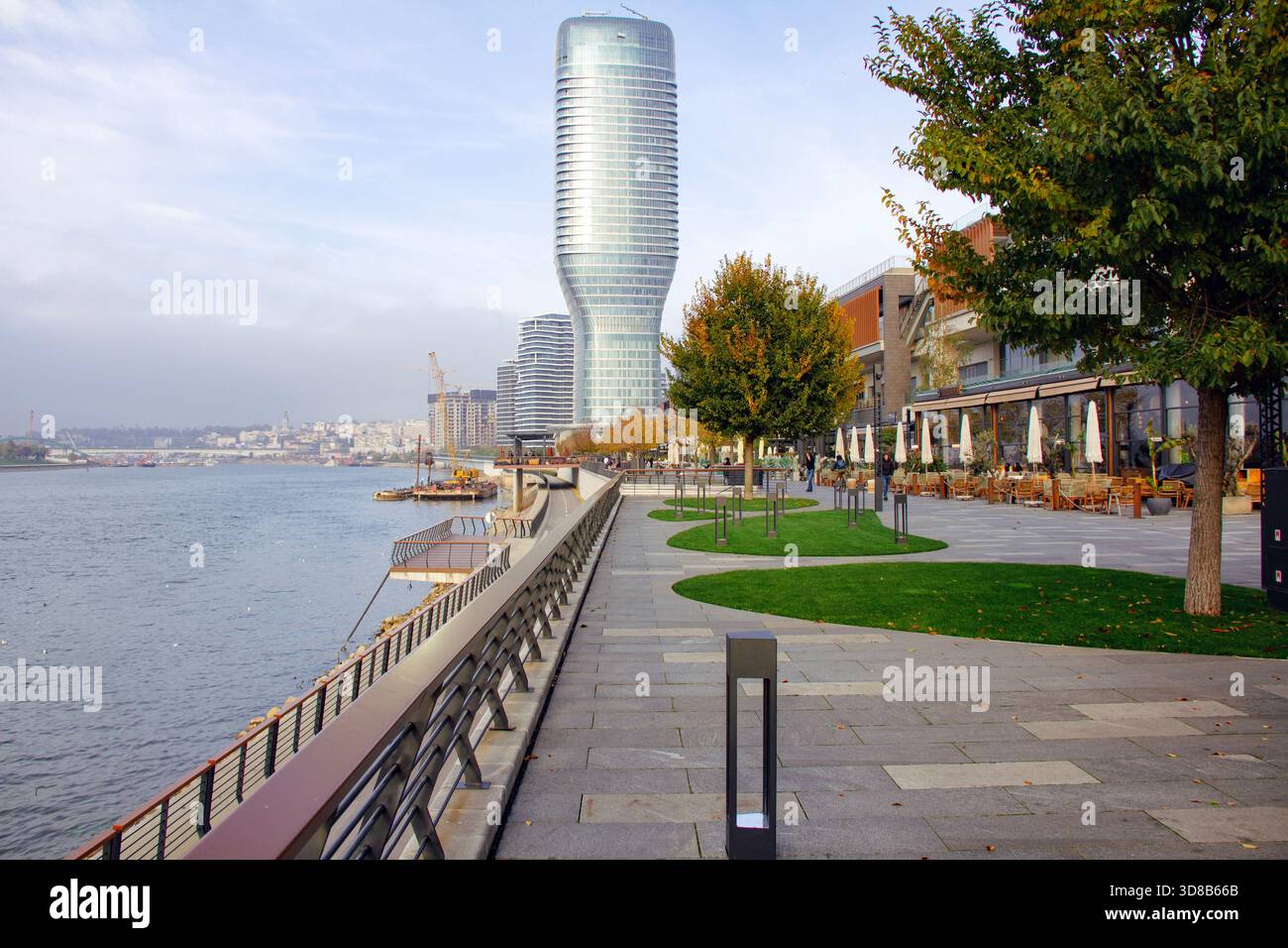 Tower and Sava Promenade promenade in Belgrade Stock Photo - Alamy