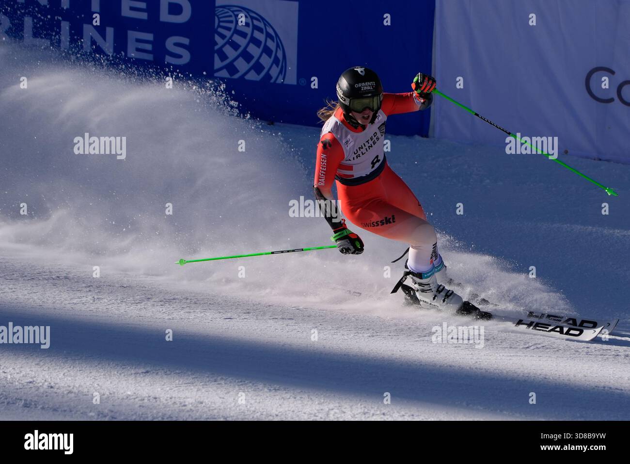 Switzerland's Camille Rast reacts after her run during a World Cup ...