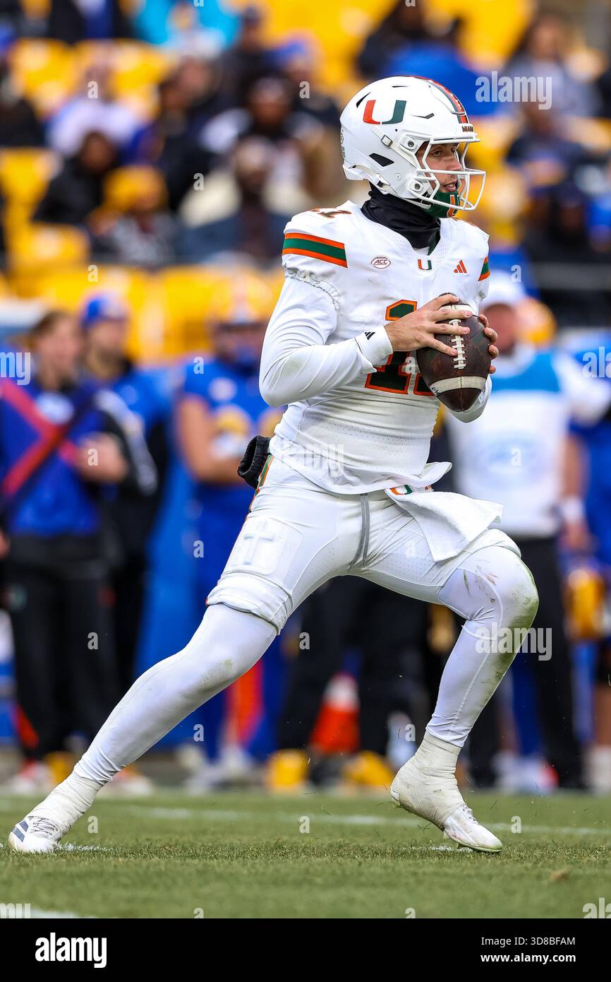 November 29, 2025: Miami Hurricanes quarterback Carson Beck (11) looks ...