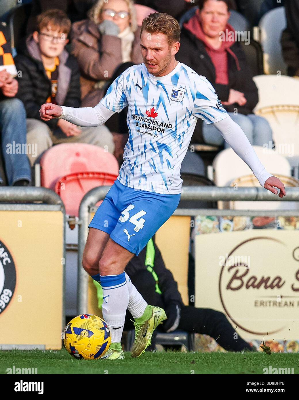 34, Ben Whitfield of Barrow AFC on the ball during the Sky Bet League 2 ...
