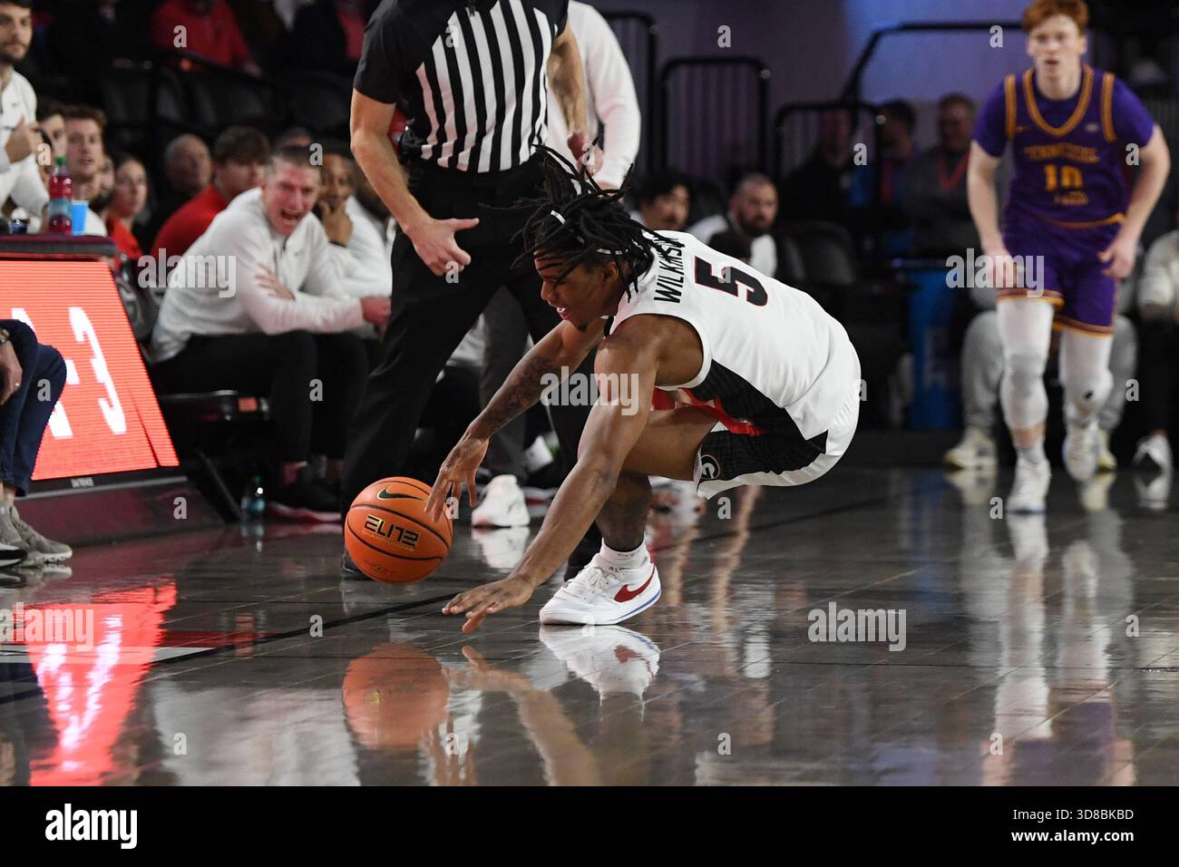 ATHENS, GA - NOVEMBER 29: Guard Jeremiah Wilkinson #5 of the Georgia ...