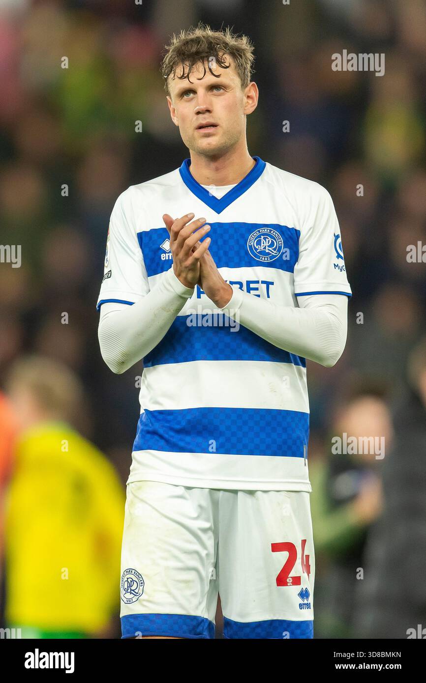 Nicolas Madsen of Queens Park Rangers applauds after the Sky Bet ...