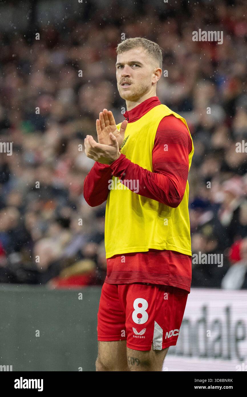 Riley McGree of Middlesbrough warms up during the Sky Bet Championship ...