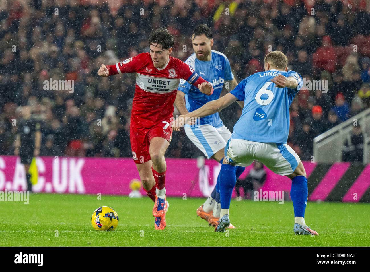 Hayden Hackney of Middlesbrough looks to get a shot in during the Sky ...