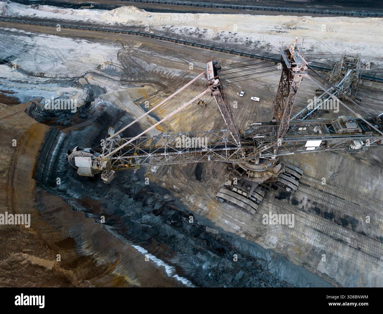 A large bucket wheel excavator in an open pit lignite - brown coal ...