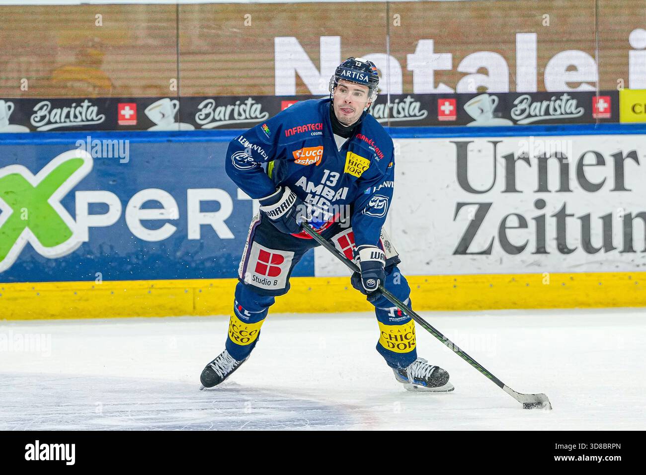 AMBRI, SWITZERLAND - NOVEMBER 29: Manix Landry of Ambri in action ...