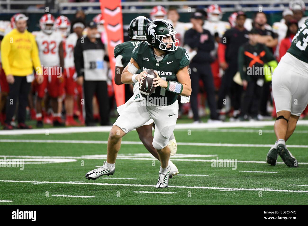 Michigan State quarterback Alessio Milivojevic looks to pass during the ...