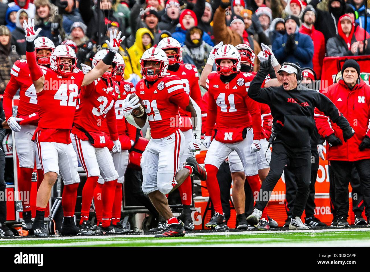 November 28, 2025 Lincoln, NE. U.S. - Nebraska Cornhuskers running back ...