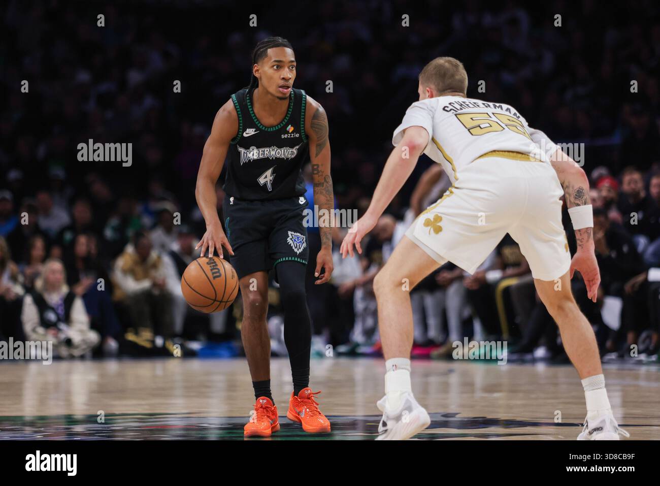 Minnesota Timberwolves' Rob Dillingham (4) dribbles the ball against ...