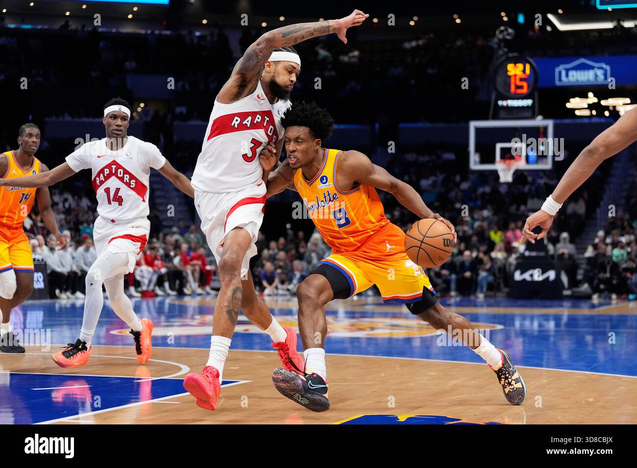 Charlotte Hornets guard Collin Sexton drives to the basket past Toronto ...