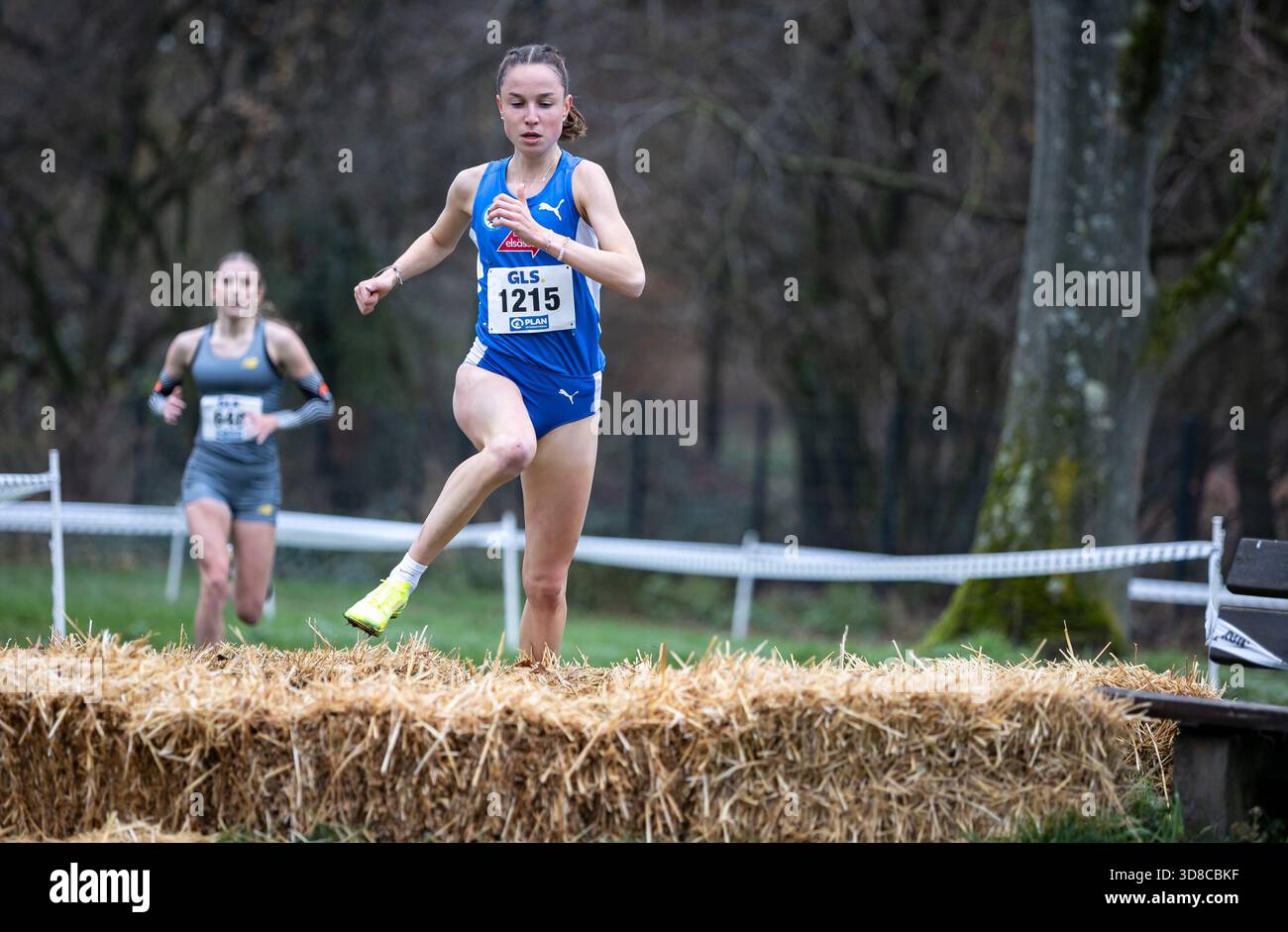 Emily JUNGINGER (VfL Sindelfingen) at a straw bale obstacle in the ...