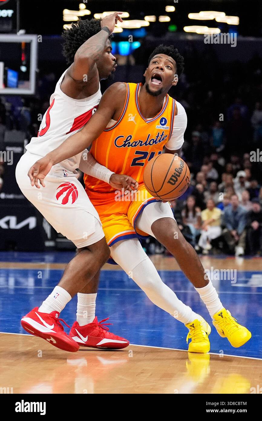 Charlotte Hornets forward Brandon Miller drives to the basket past ...