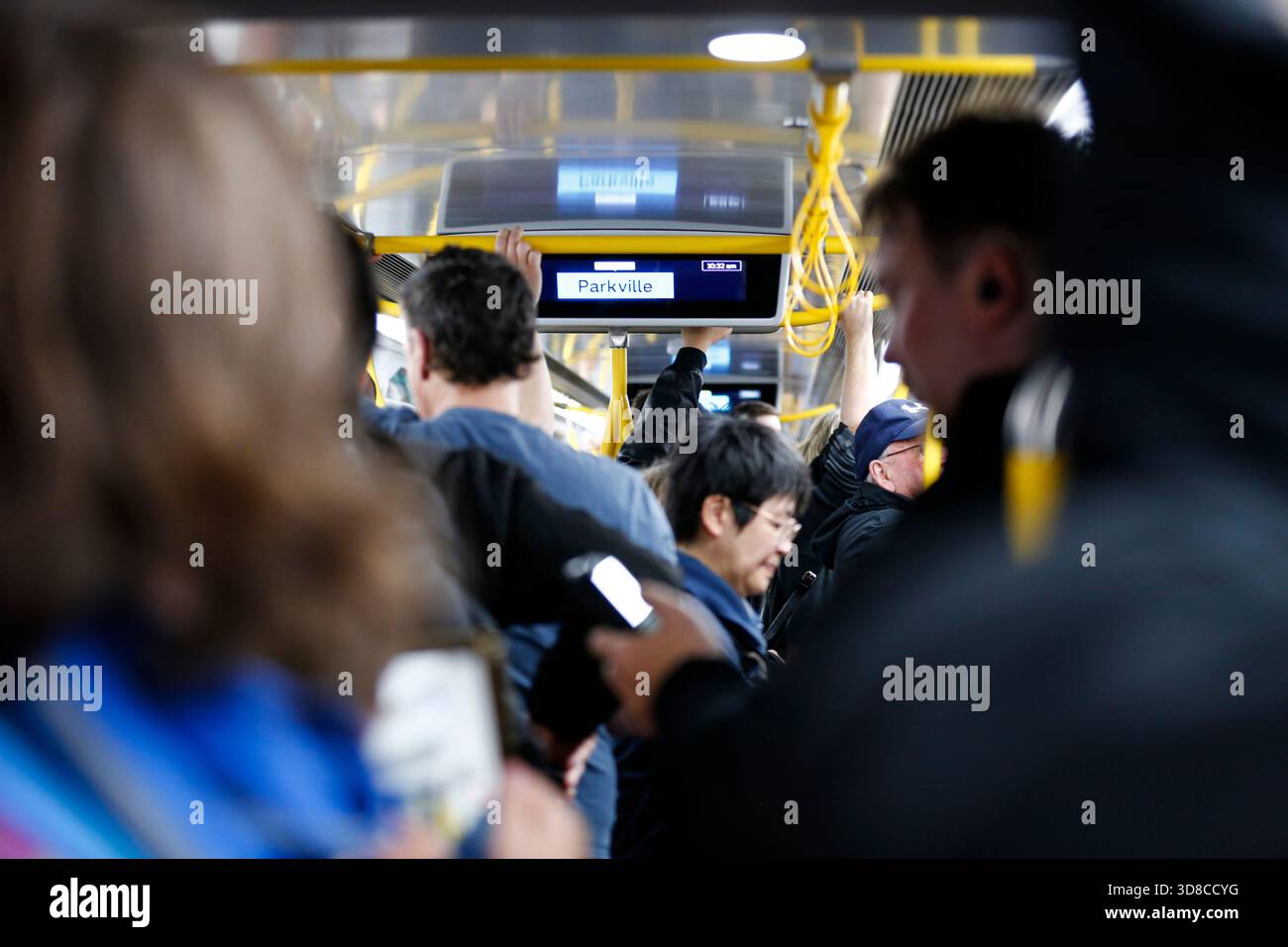 People crowd onto a train as Metro Tunnel services begin. The Metro ...